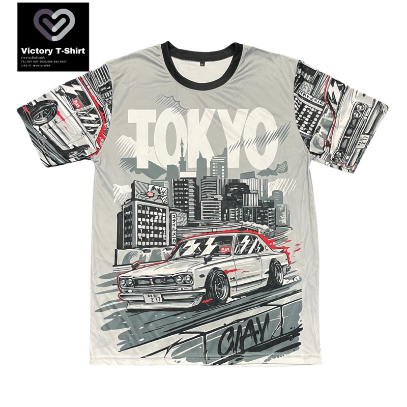 เสื้อยืดรถแต่ง TOKYO (GREY) | Shopee Thailand