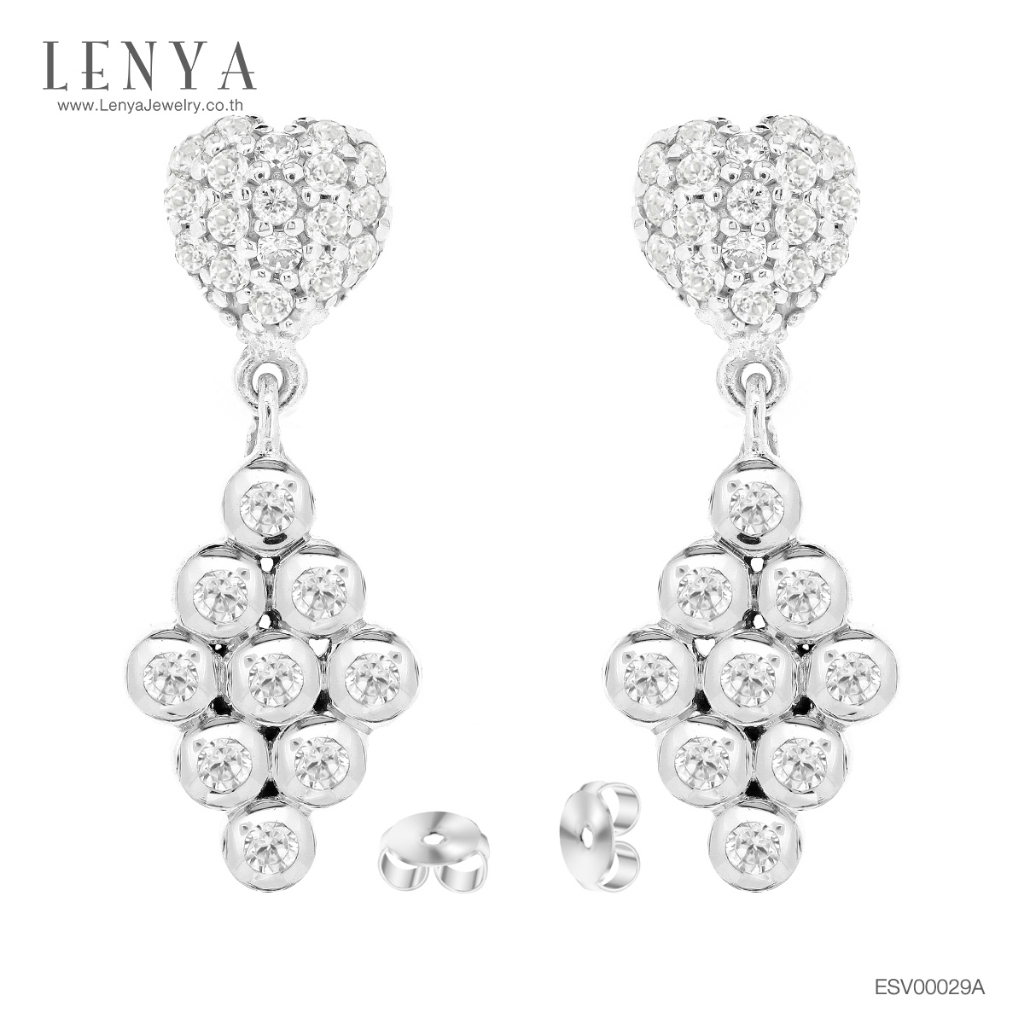 Lenya Jewelry ต่างหูเพชร DiamondLike รูปหัวใจ ด้วยลวดลายกราฟฟิค บนตัว ...