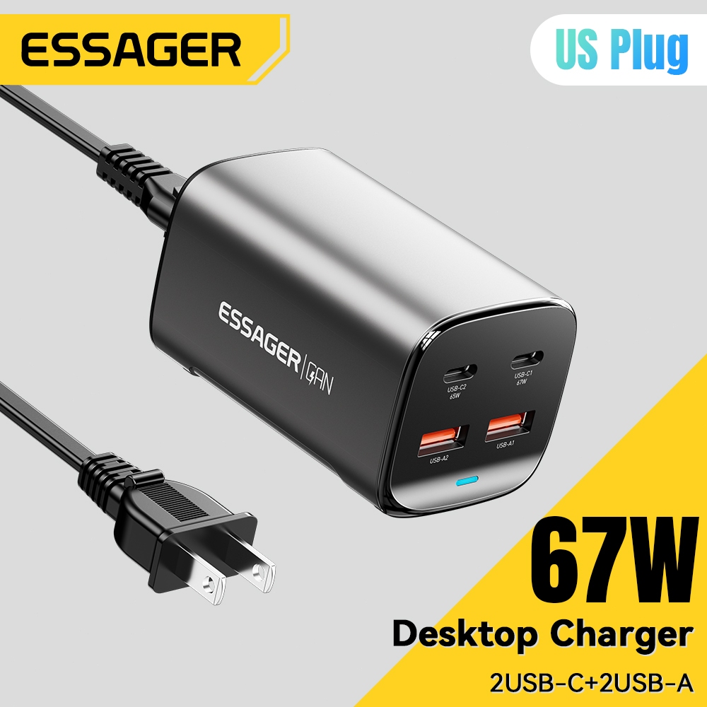 Essager เครื่องชาร์จตั้งโต๊ะ Gallium Nitride 67W 2C+2A US Standard ...