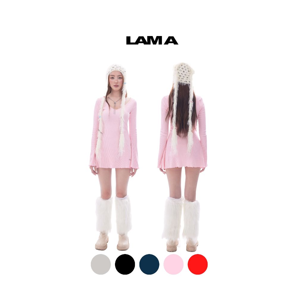 Mimi minidress เดรส lama คอวีเข้ารูป ผ้าไม่ยืด ปักโลโก้แบรนด์ | Shopee ...