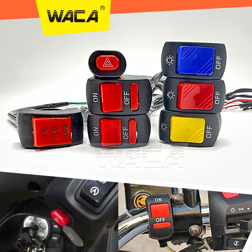 WACA สวิทซ์มอเตอร์ไซค์ ออฟรัน สวิทซ์ OFF RUN เปิด-ปิด สวิสท์ไฟผ่าหมาก ไฟ LED สาย 2เส้น, 3เส้น(1 ...