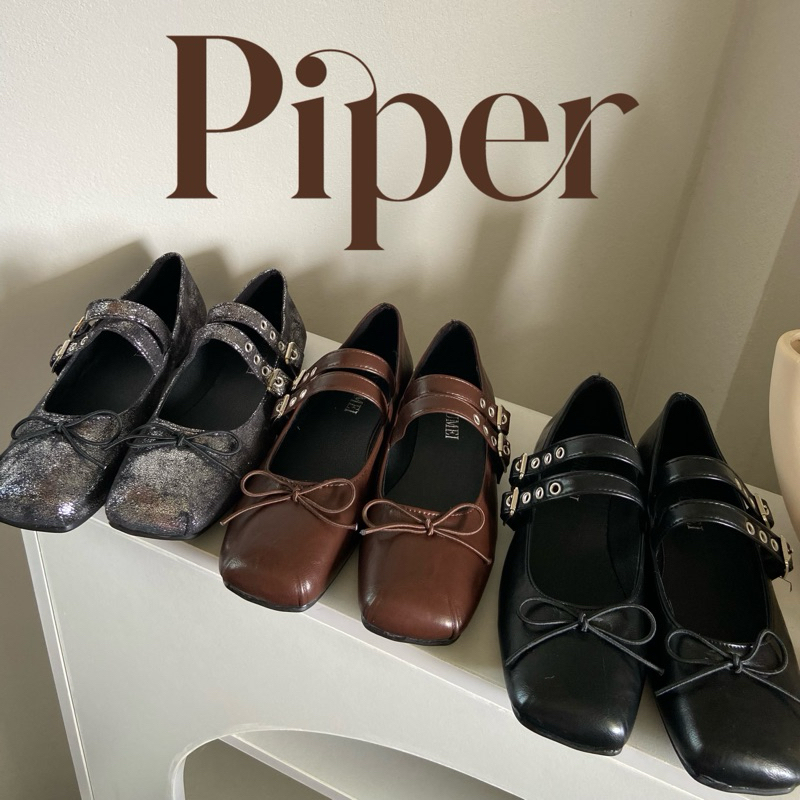 𓂅 piper flat shoes | ไพเพอร์ รองเท้าบัลเลต์ส้นแบนสายคาด | Shopee Thailand
