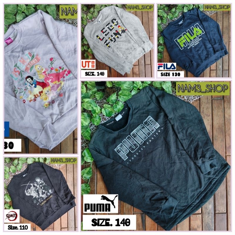 puma uniqlo gu disney h&m fila เสื้อกันหนาว สเวตเตอร์คอกลม ไซส์ 100-150 | Shopee Thailand