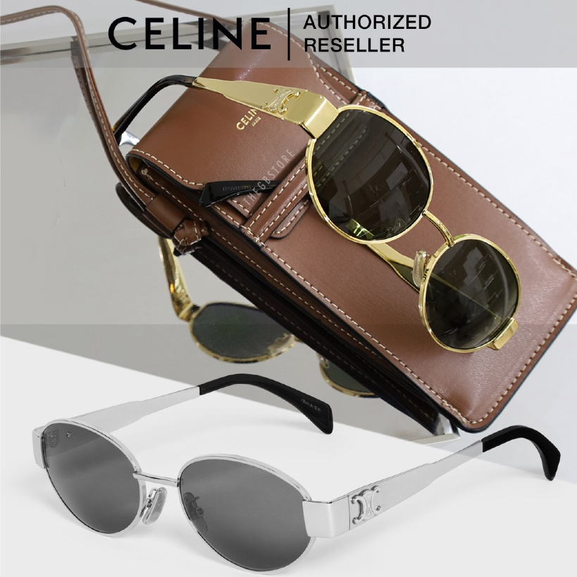 แว่นกันแดด CELINE TRIOMPHE MEATL 01 CL40235U "LISA" / 100% AUTHENTIC ...