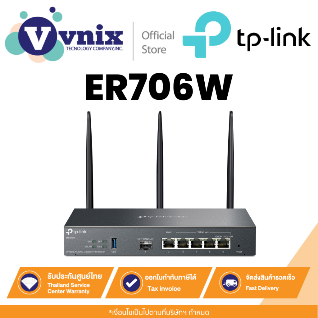 TP-Link ER706W Omada AX3000 เราเตอร์ Gigabit VPN By Vnix Group | Shopee ...