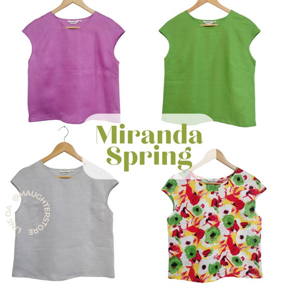 🌺 (NEW! สีใหม่ ) Miranda Spring 🌼 เสื้อลินินแขนเลย ทรงคอกลม หลังเรียบ ...