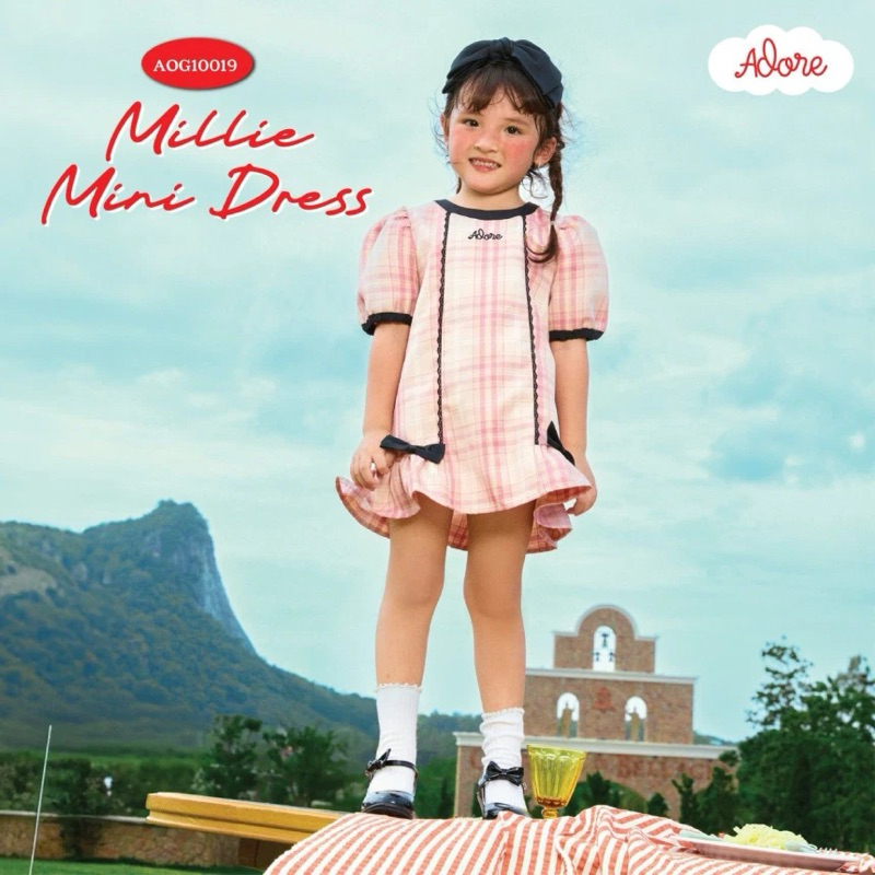 ADORE2112 AOG10019 : MILLIE MINI DRESS เดรสเด็กผู้หญิง สีชมพู ชุดคู่แม่ ...