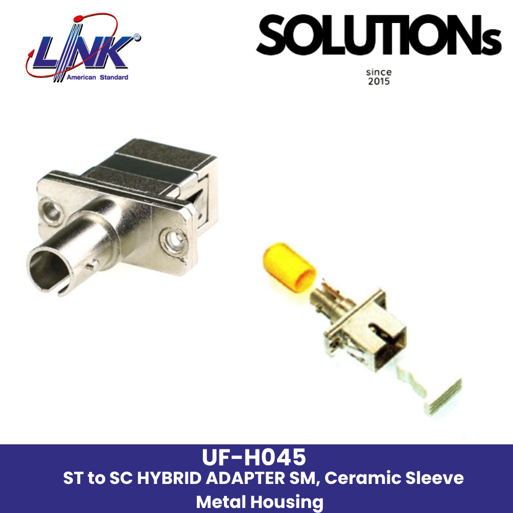 LINK UF-H045 ST to SC Fiber Optic Hybrid Adapter, Single-mode, Ceramic Sleeve, Metal Housing ...