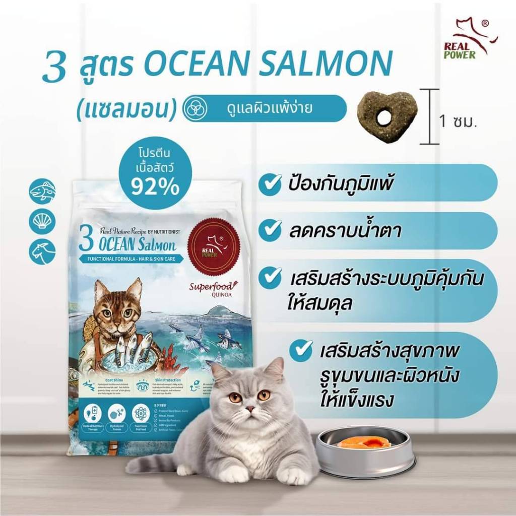 โปร 1 แถม 2 Real power cat No.3 salmon 500g | Shopee Thailand