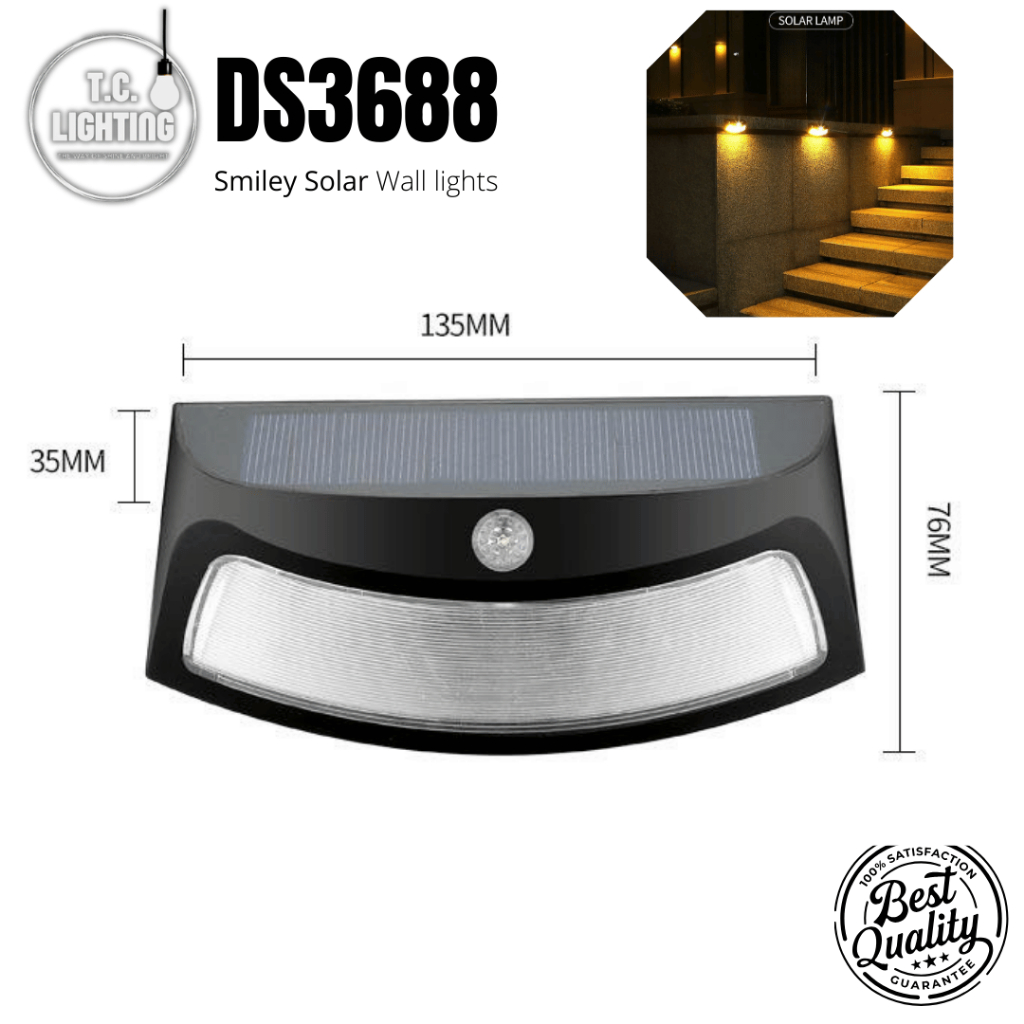 TC โคมไฟติดกำแพงโซล่าเซลล์ โคมไฟ ไฟกำแพงโซล่าเซลล์ รุ่น DS3688 Smiley ...