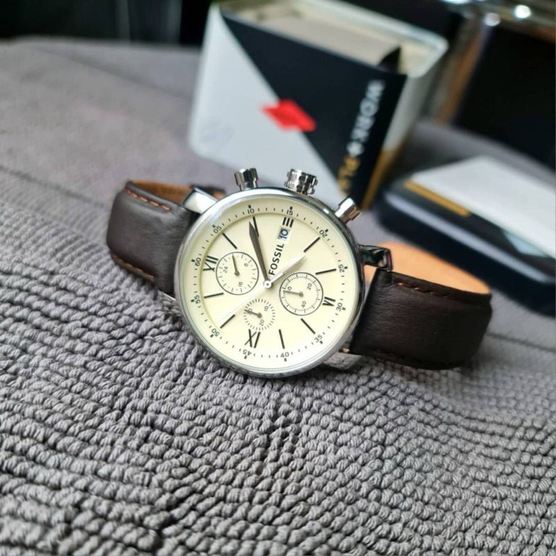 Fossil Rhett Chronograph Brown Leather Watch | Shopee Thailand