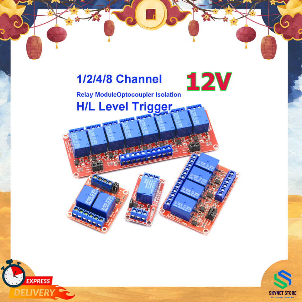 12V 1/2/4/8 Channel 12V Relay Module Optocoupler Isolation Support Hgh ...