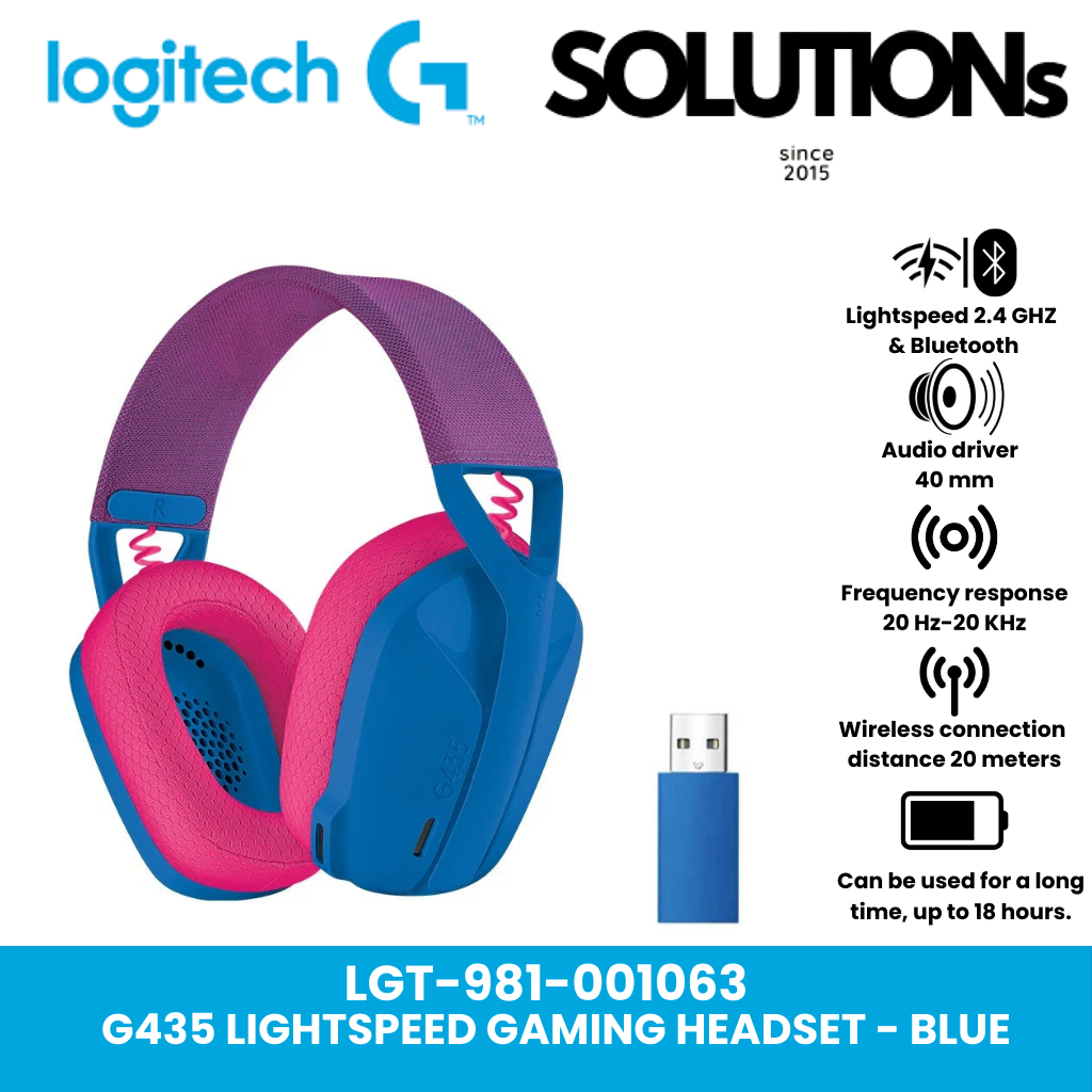 Logitech Wireless Headset LGT-981-001063 G435 LIGHTSPEED GAMING HEADSET - BLUE | Shopee Thailand