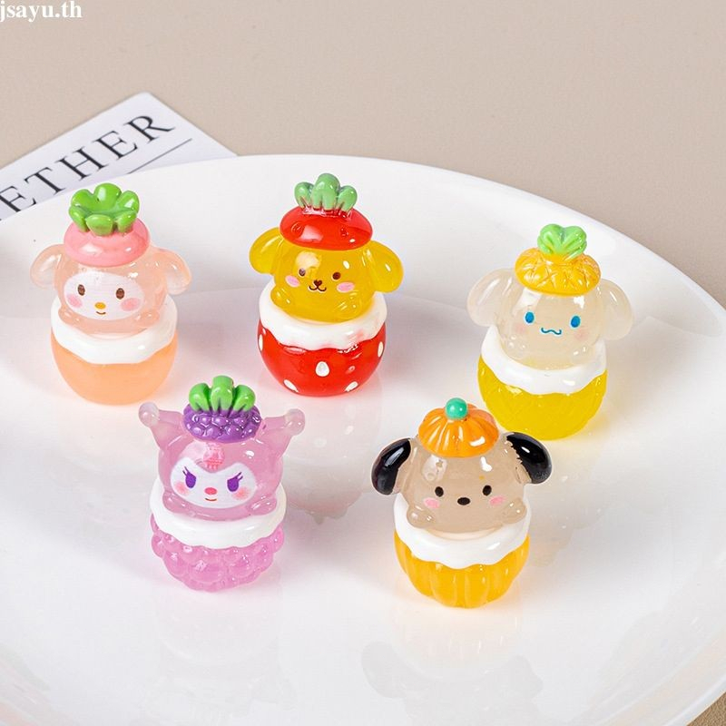 🏠 Luminous Mini Fruit Figurine Kawaii Micro Landscape เครื่องประดับรถตก ...