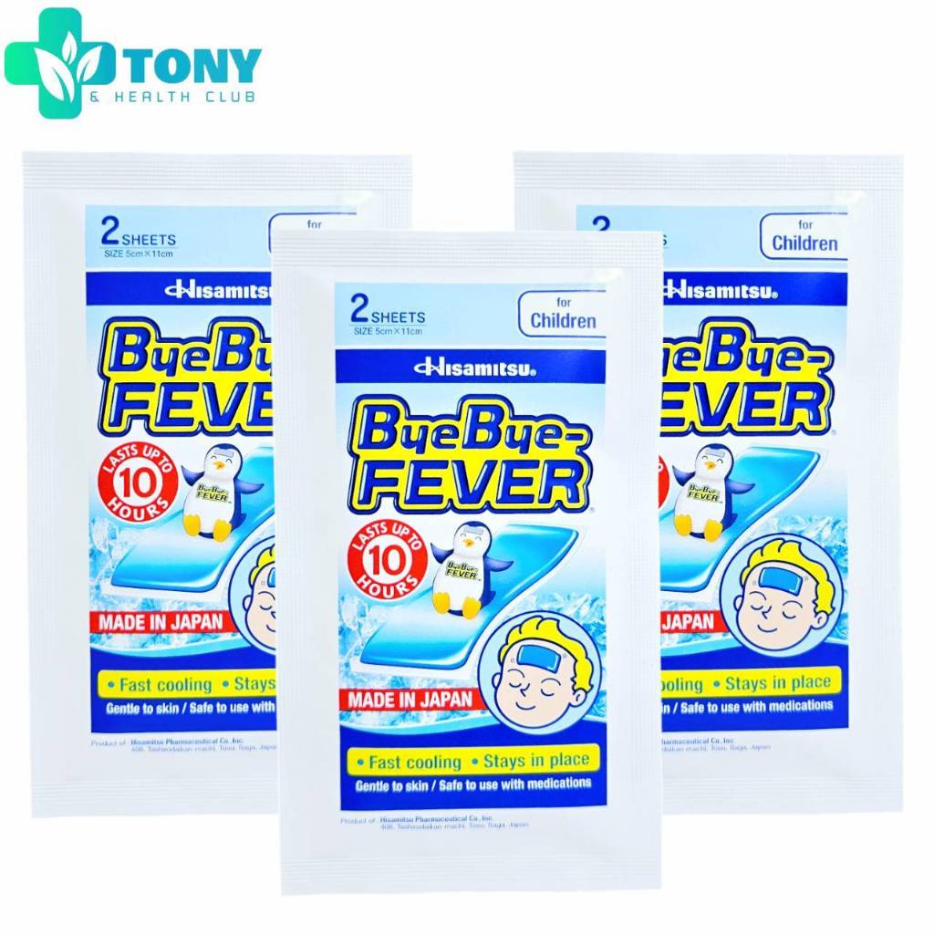 Bye Bye Fever Super Cool Hisamitsu 2 Sheet แผ่นเจลลดไข้ ให้ความเย็นเร็ว ...