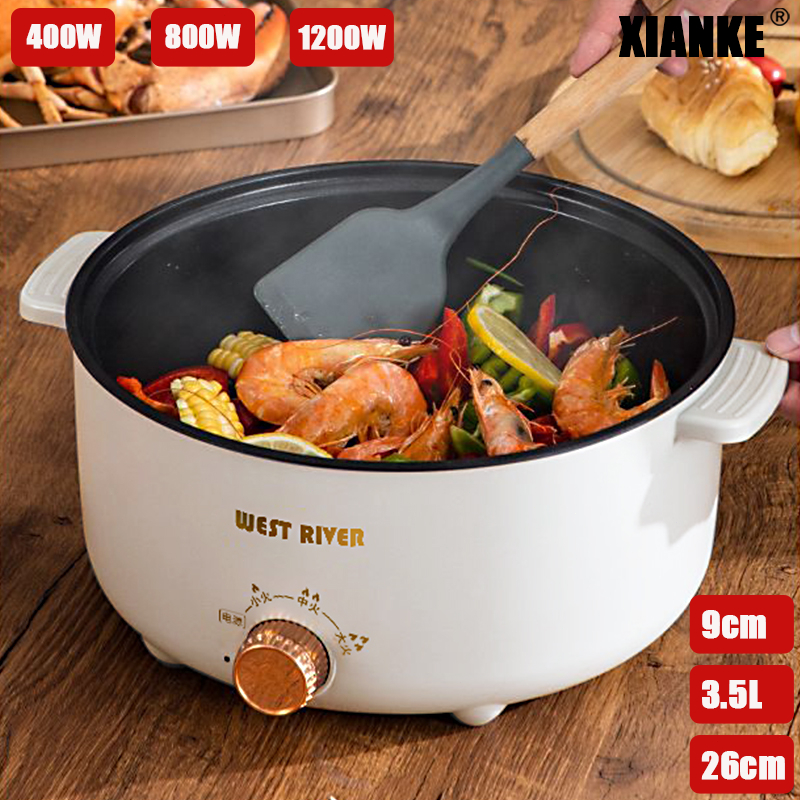XIANKE หม้ออเนกประสงค์ หม้อหู กระทะไฟฟ้า ฝาแก้ว 2 ชั้น หม้อต้มไฟฟ้า 3.5 ...