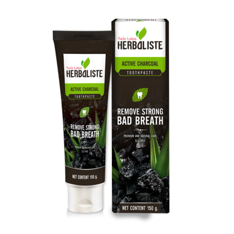 twin lotus Herbalist active charcoal toothpaste 150g. ยาสีฟันชาโคล ขจัด ...