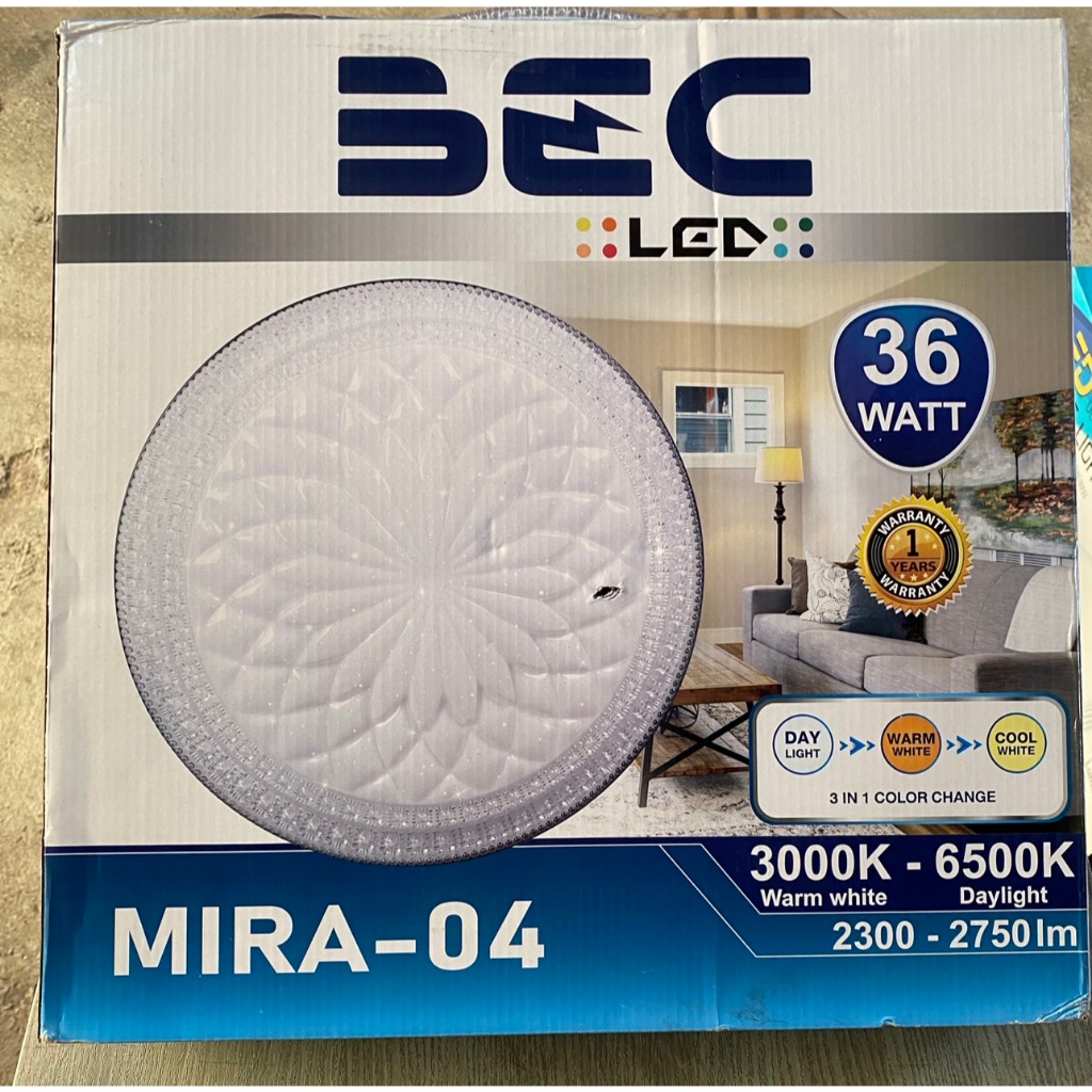 BEC โคมเพดานLED 36W # MIRA-04 หรู -สวยเรียบ มีรีโมทเปิด-ปิด และปรับแสง ...