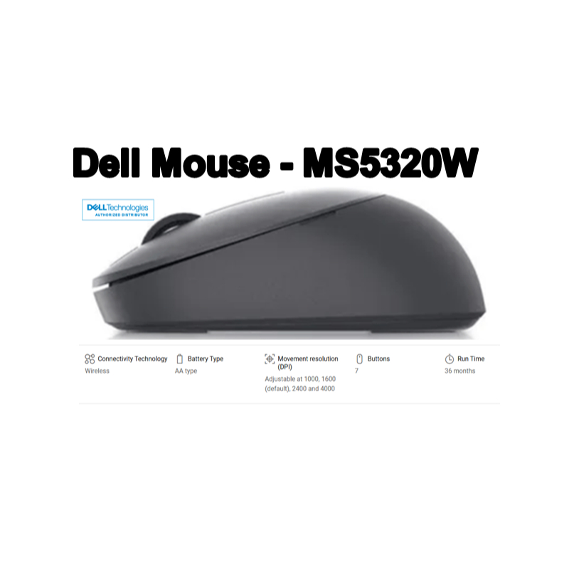 Dell Multi-device Wireless-Bluetooth Mouse MS5320W | Shopee Thailand
