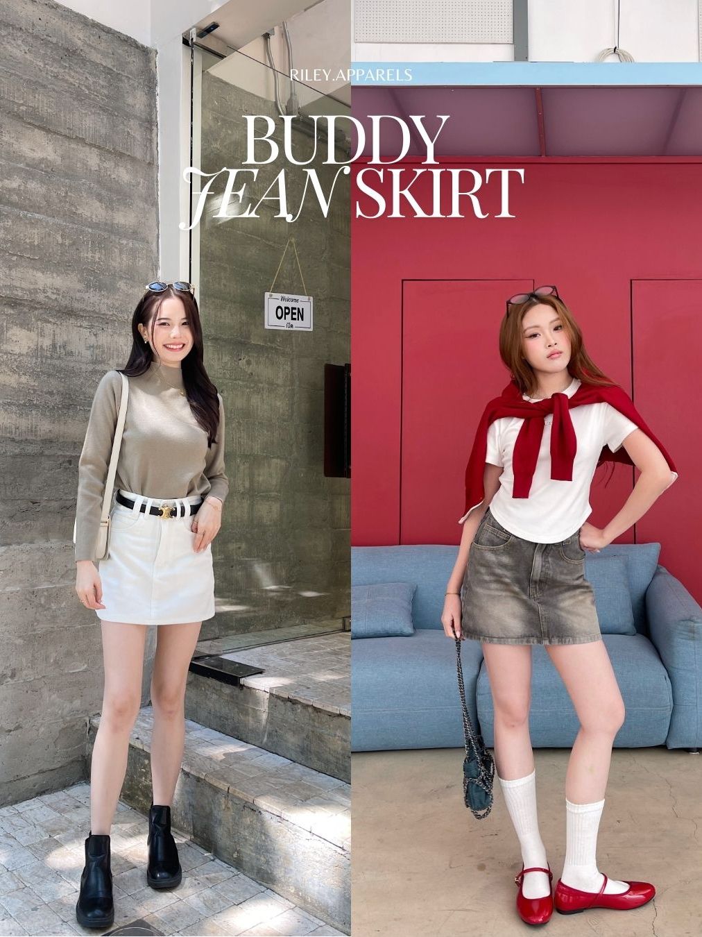 Riley.apparels - Buddy Jean Skirt กระโปรงยีนส์สั้น 7008 | Shopee Thailand