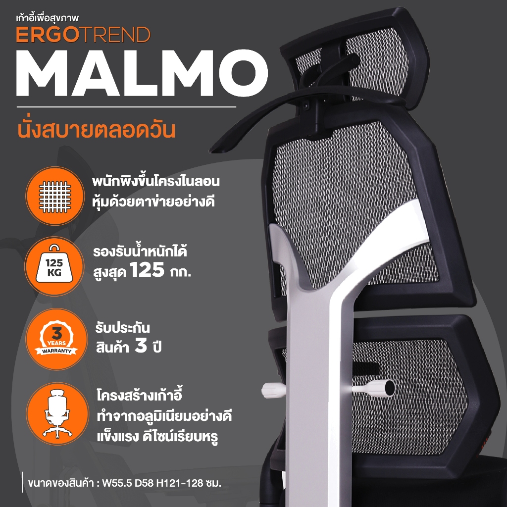 Ergotrend เก้าอี้เพื่อสุขภาพ เออร์โกเทรน รุ่น Malmo | Shopee Thailand