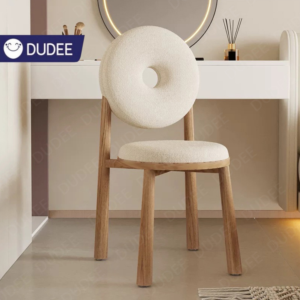 DUDEE เก้าอี้ รุ่น DD-211 เก้าอี้ไม้ เบาะนุ่มทรงกลม ขนแกะเทียม มินิมอล ทันสมัย | Shopee Thailand