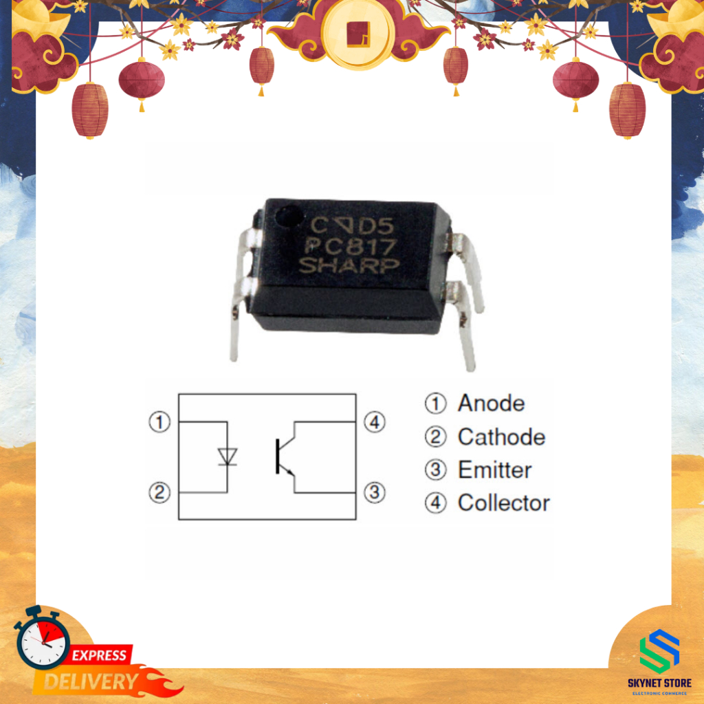 (5ชิ้น) FL817C PC817C PC817 EL817 (DIP4) Optoisolators High Density Mounting Type Photocoupler ...