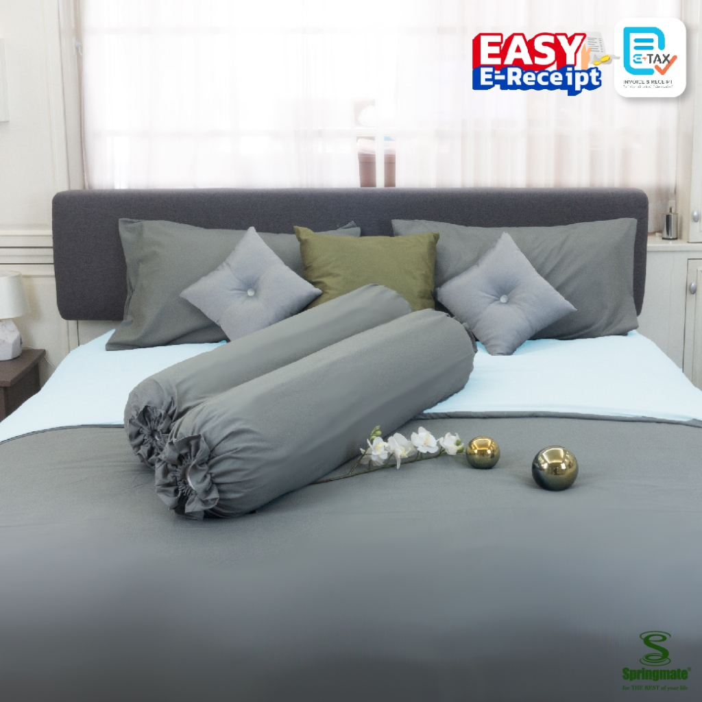 Springmate ชุดผ้าปูที่นอนพร้อมปลอกผ้านวม Premium Collection Blue-Grey ส่งฟรี | Shopee Thailand