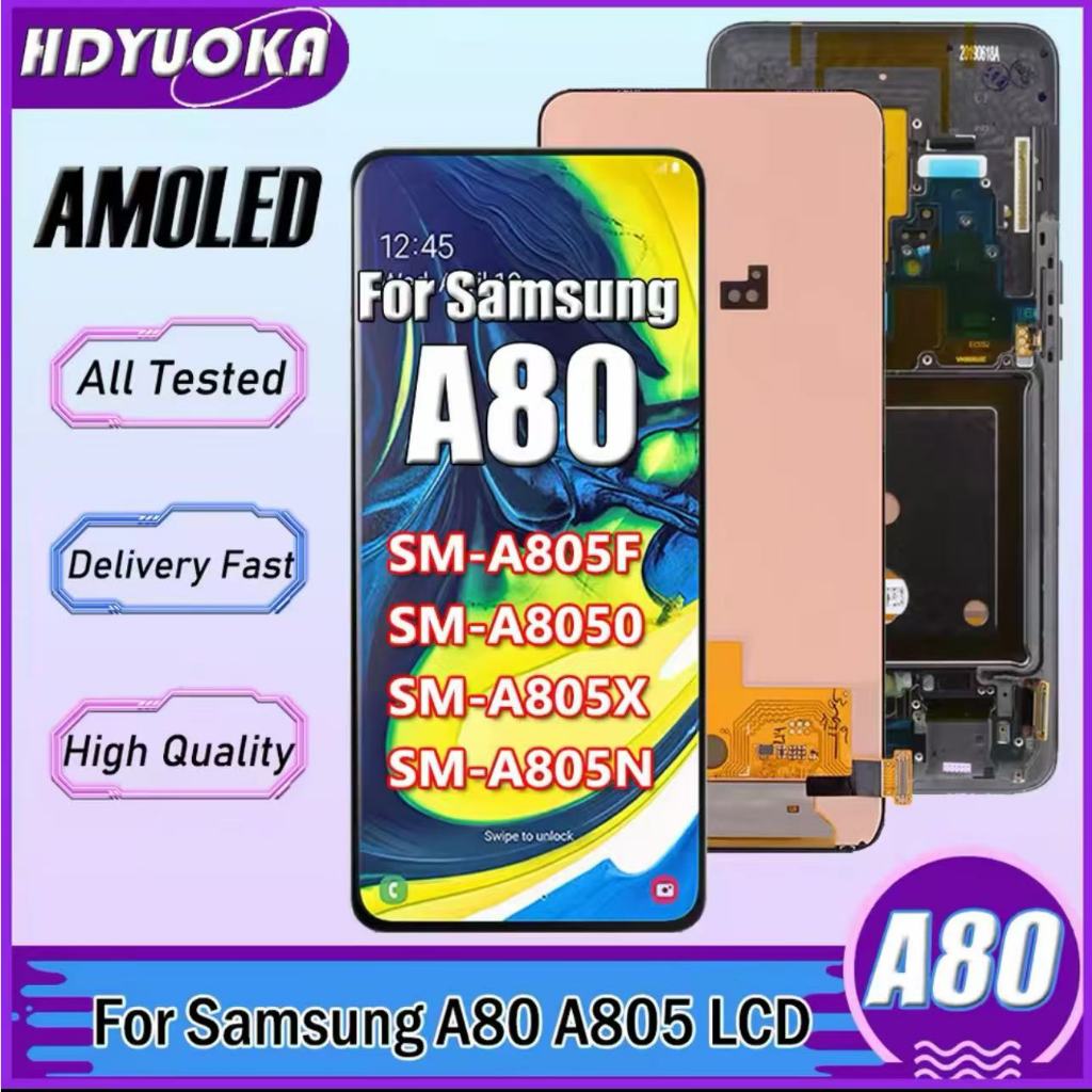 6.7 "AMOLED LCD สำหรับ Samsung A80 A805F จอแสดงผล LCD จอสัมผัส Digitizer Assembly รองรับ ...