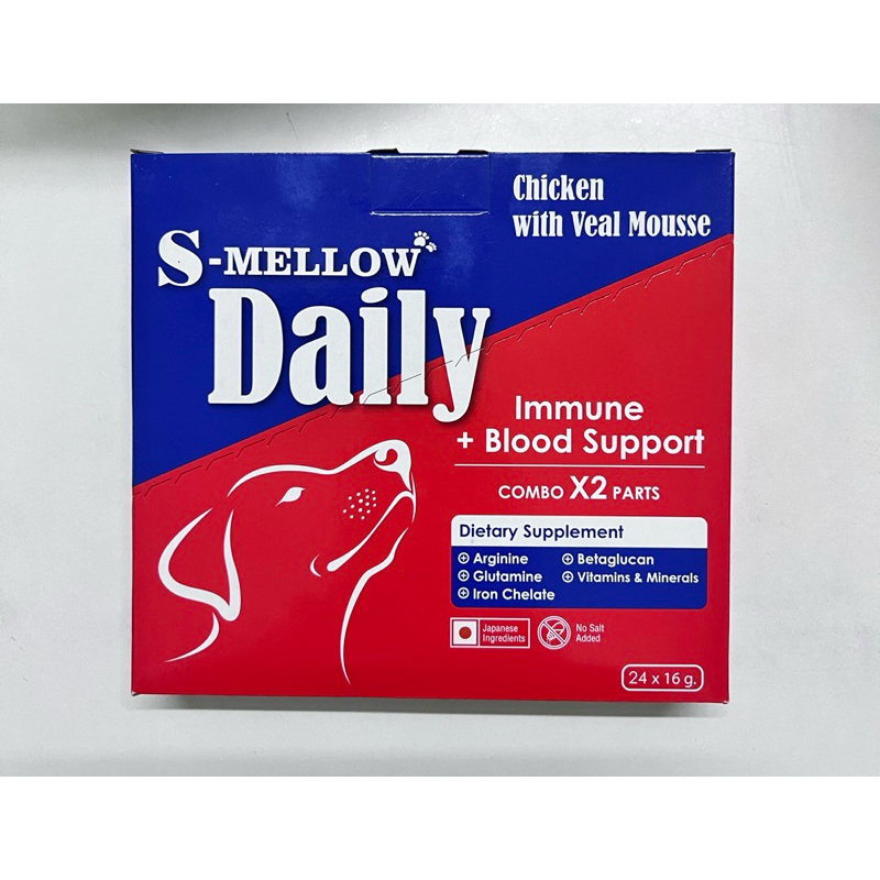 S-Mellow Daily ขนมแมวเลีย สูตรเสริมภูมิคุ้มกัน&บำรุงเลือดสุนัข 24x16 ...