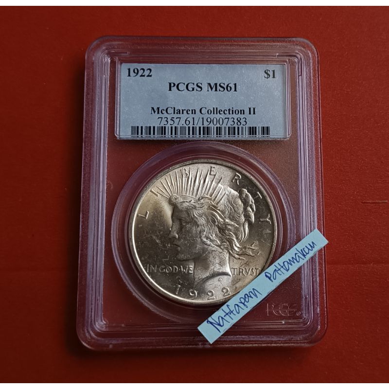 เหรียญเกรด PCGS MS61- Silver Peace Dollar 1922 #เนื้อเงิน .900 Silver | Shopee Thailand