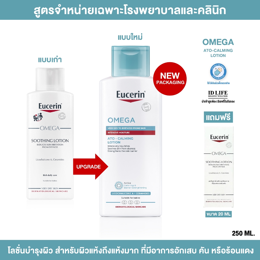 สูตรจำหน่ายเฉพาะในรพ. Eucerin Omega (ATO-CALMING LOTION) Lotion 250 ml ...