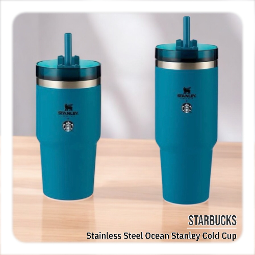 ของแท้ 100% Starbucks Stainless Steel Ocean Stanley Cold Cup 30oz ...