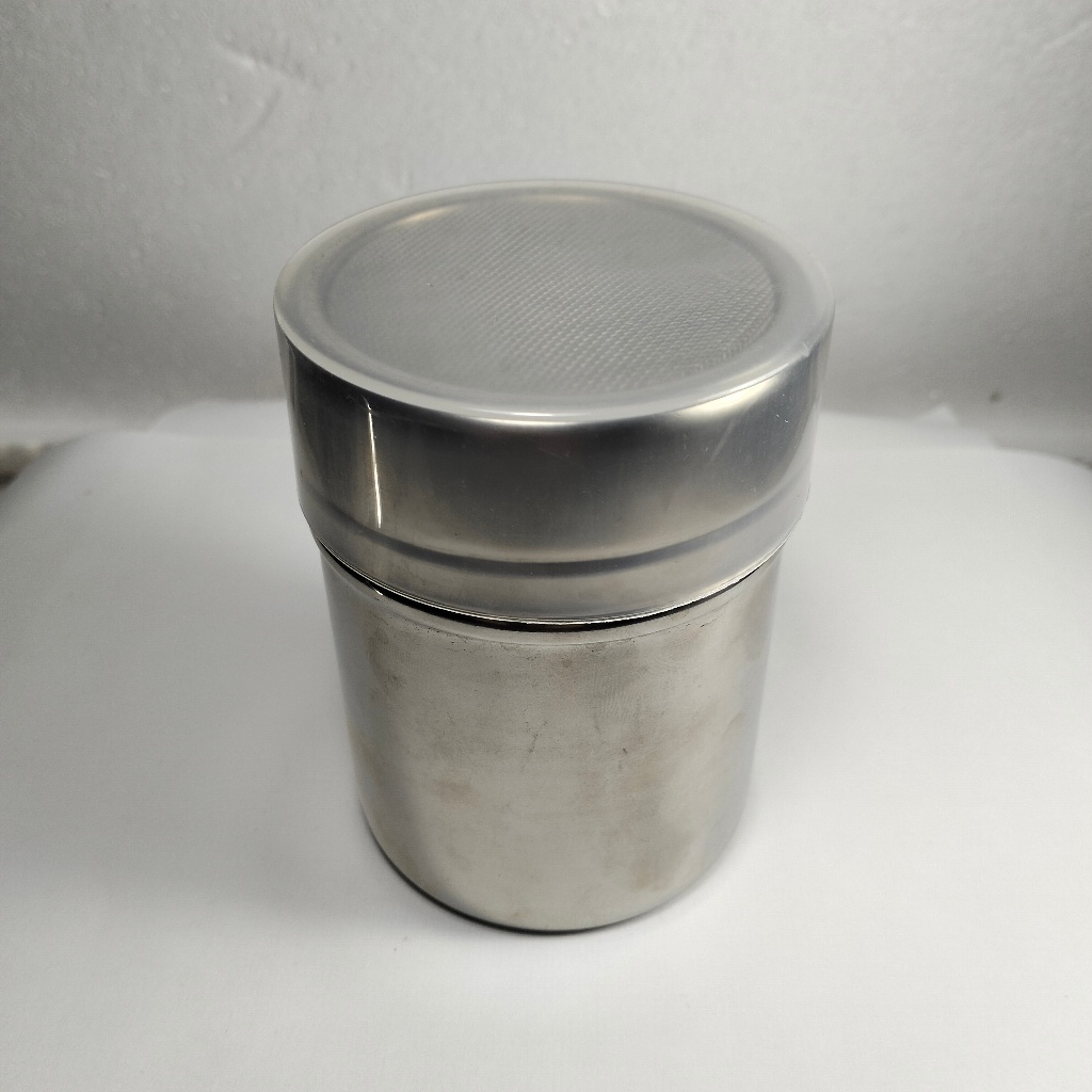 กระป๋องสเตนเลสโรยผงโกโก้ โรยไอซิ่ง+ฝา (มือสอง) Stainless Steel Fine ...