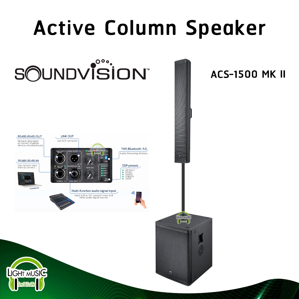 Active Column Speaker Soundvision ACS-1500 MKII คอลลัมน์ 8x4" ซับ 15 ...