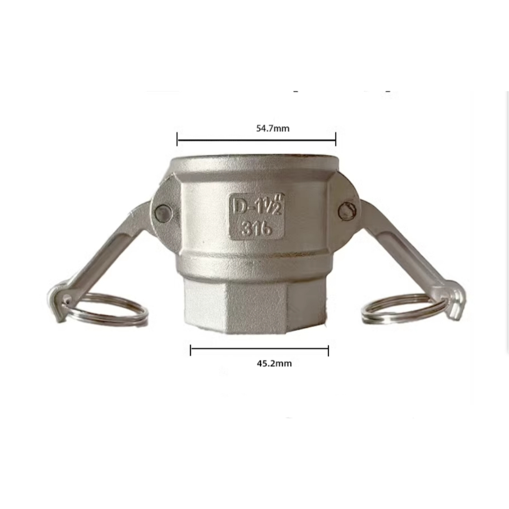 Camlock coupling part D ขนาด 1.1/2“ SS316, สแตนเลส316ข้อต่อสวมเร็ว BSP, NPT ฟิตติ้ง Quick ...