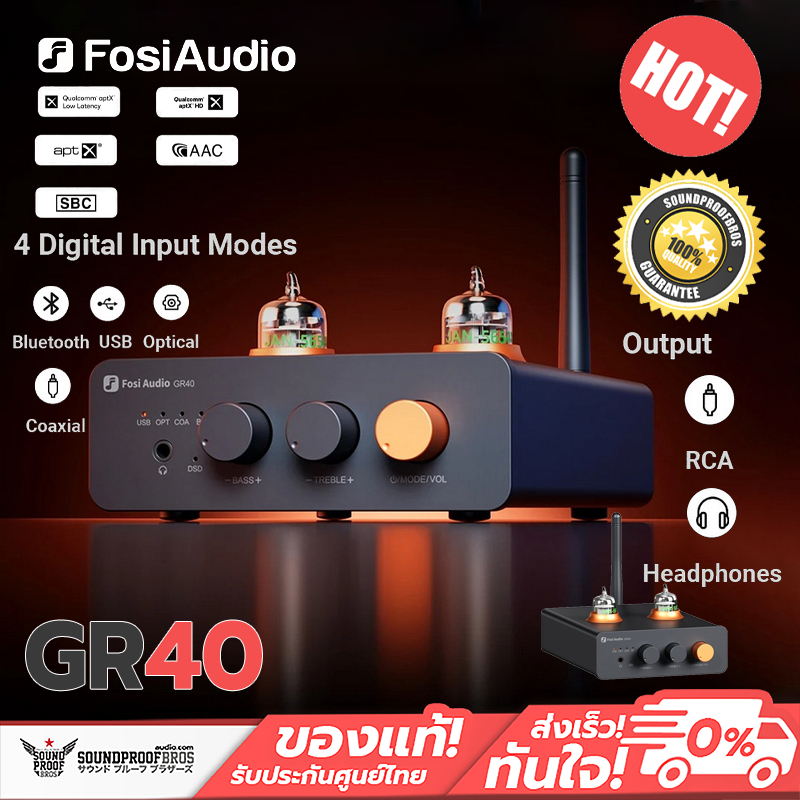 [Pre Order] Fosi Audio - GR40 Bluetooth DAC/AMP หลอดแก้วตั้งโต๊ะ ปรับเบส แหลมได้ ประกันศูนย์ไทย ...