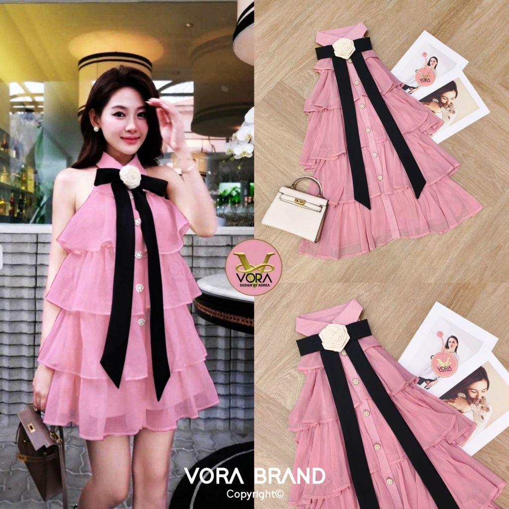 VORA Dress สั้น แขนกุดคอปก-PINK(*สอบถามสต๊อกก่อนกดสั่งน๊า) | Shopee Thailand