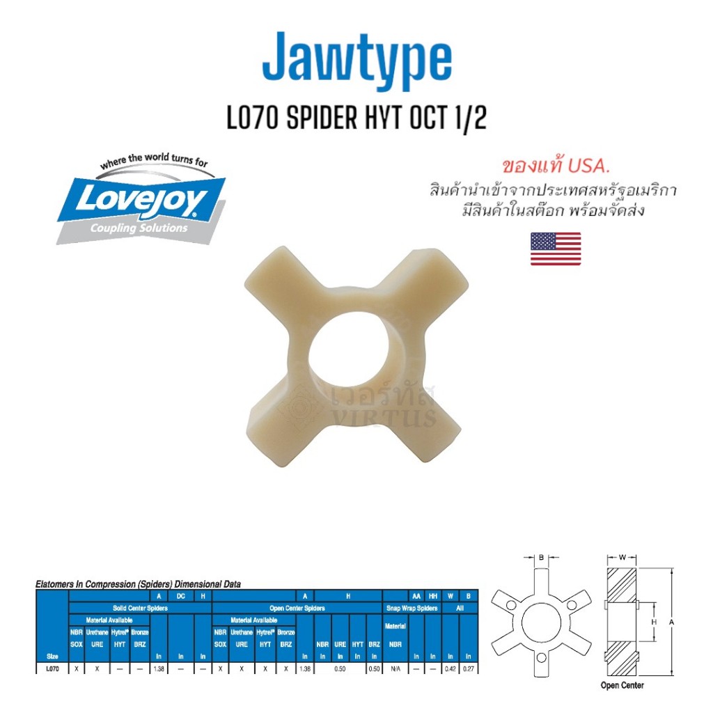 L070 SPIDER HYT OCT 1/2 ยางHytrel ยอย คัปปลิ้ง คัปปลิ้งมอเตอร์ flexible ...