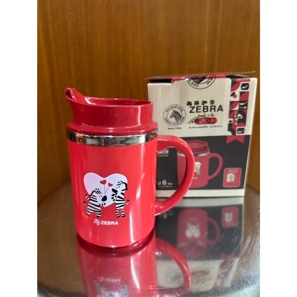 **รุ่นใหม่** ถ้วยน้ำ2ชั้นพรีม่า V Zebra สแตนเลส ตราหัวม้าลาย ขนาด 8 ซม. ...