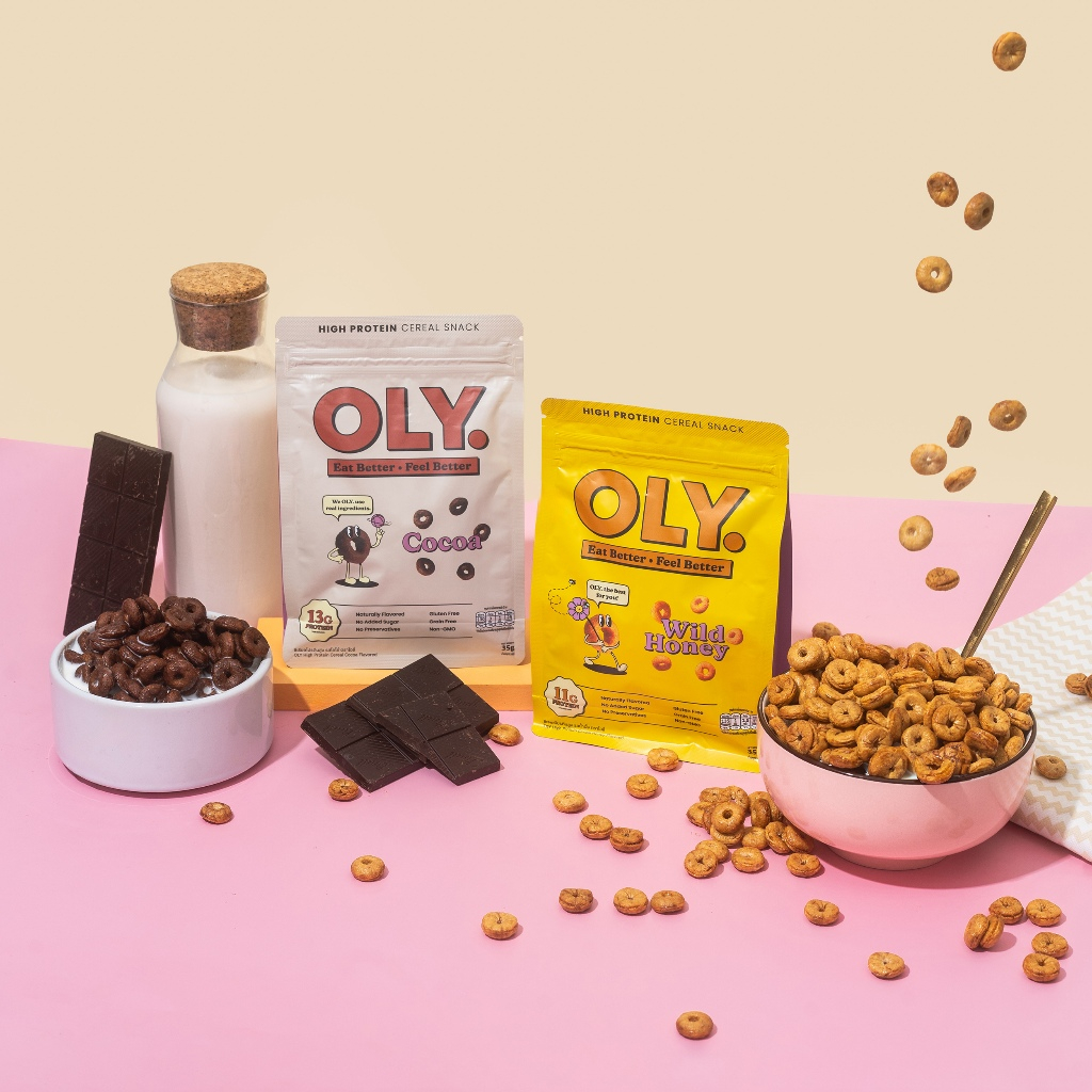OLY. โอลี่ ซีเรียลโปรตีนสูง รสน้ำผึ้ง และ รส โกโก้ High Protein Cereal ...