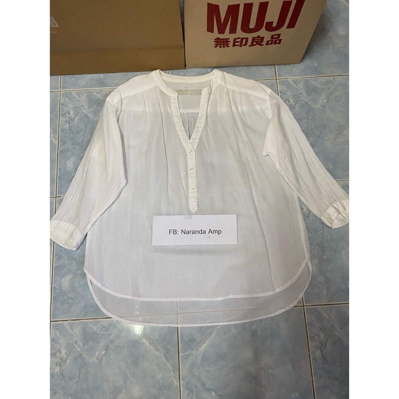 MUJI s เสื้อแขนยาวผ้าฝ้าย | Shopee Thailand