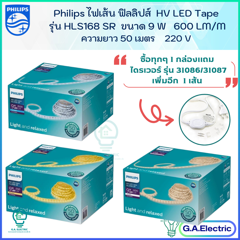 (NEW) Philips ไฟเส้น ฟิลิปส์ HV LED Tape รุ่น HLS168 SR ขนาด 9 w ความ ...