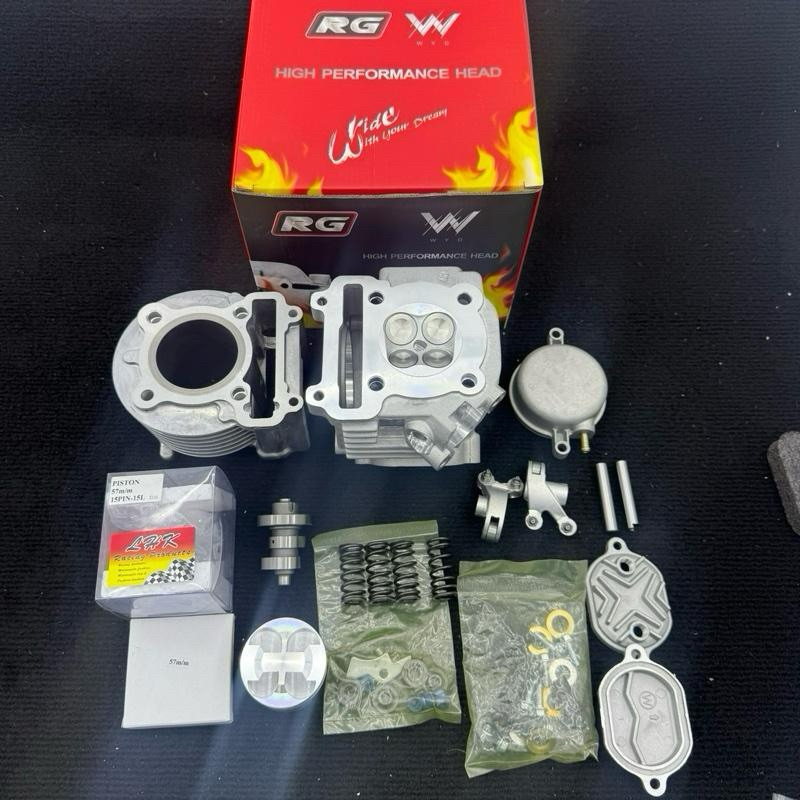 ชุด57 / 59 4V mio fino ตัวเก่า พร้อมเซ็ตหลังวาล์ว จิกเบ้าฝา ปาดหัวหลบ ...