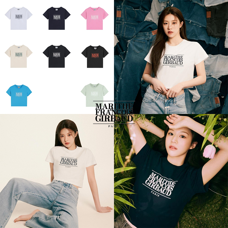 MINI-SHOP⚡เสื้อยืด MARITHE T- Shirt แขนสั้น พิมพ์ลายโมโนแกรม ของแท้ 100% จาก Korea Duty Free ...