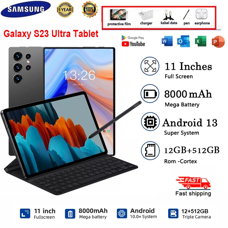 2025 S23 Tablet แท็บเล็ต HD ขนาด 12.5นิ้ว 12GB+512GB ROM Dual SIM LTE ...