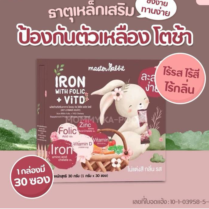 ธาตุเหล็ก และ โฟลิกพลัส วิตดี Master Rabbit Iron With Folic & Vit D ...