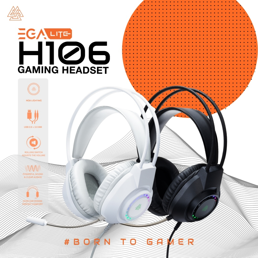 EGA H106 Lite Gaming Headset หูฟังเกมมิ่ง เชื่อมต่อผ่านสาย USB + 2 Jack ...