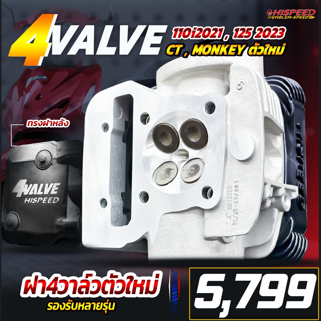 ฝา 4 วาล์ว (ทรงมิกกี้) WAVE110i 2021-2023+ , DAX125 , CT125 New GEN , Grom125/5-SPEED , WAVE125 ...