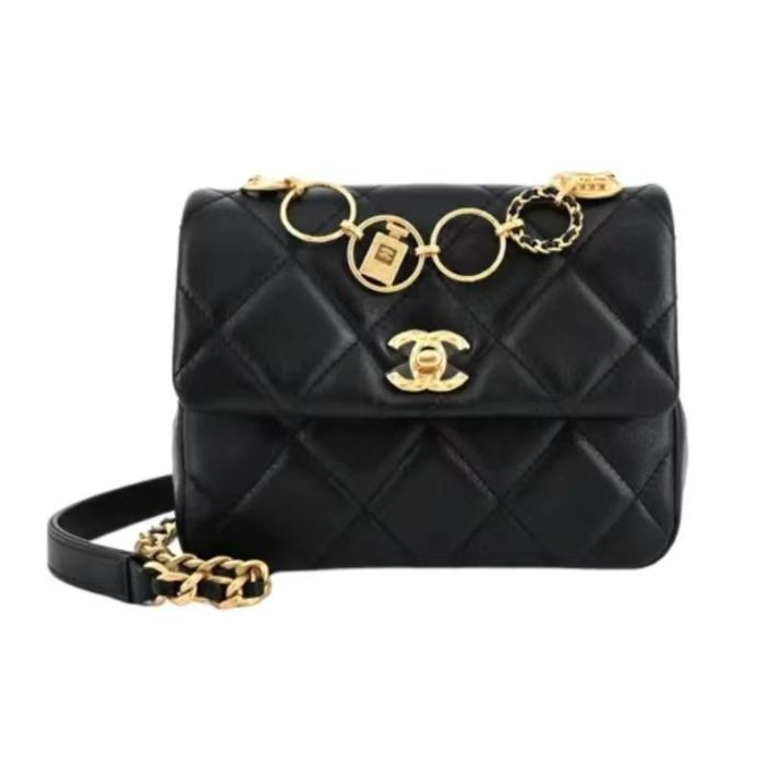 Chanel ชาแนล 23B คลาสสิค สีดำ ทอง ดับเบิ้ล C ความประณีต แหวนวงกลม Trim ...